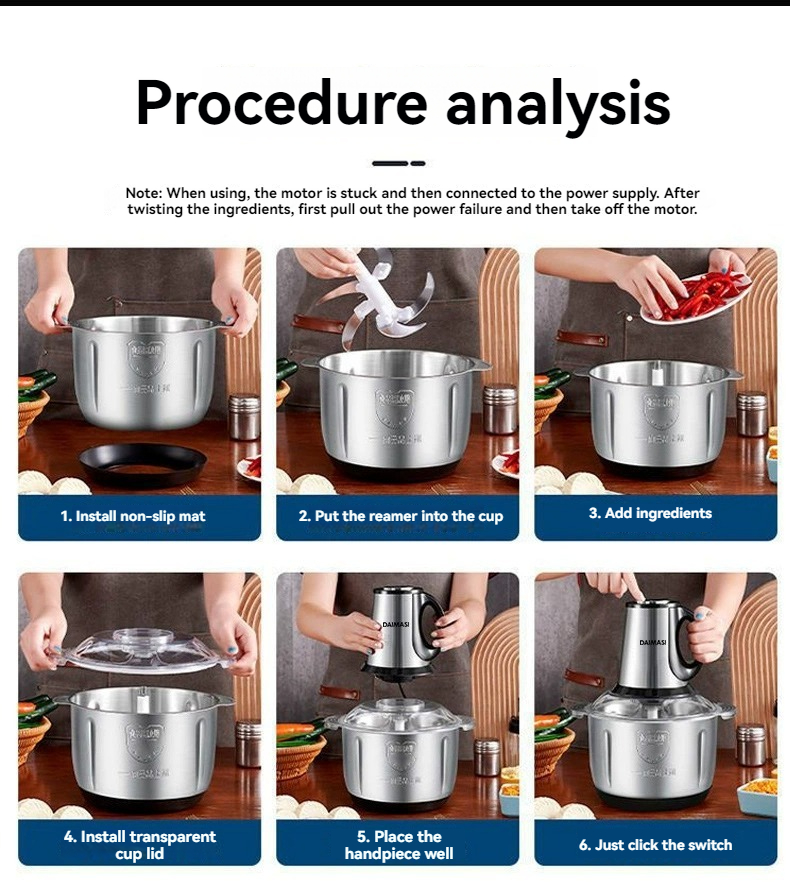 5L Meat Grinder 3 Speed Food Processor Electric 5 Blades Heavy Duty Multi-Function Grinder ...