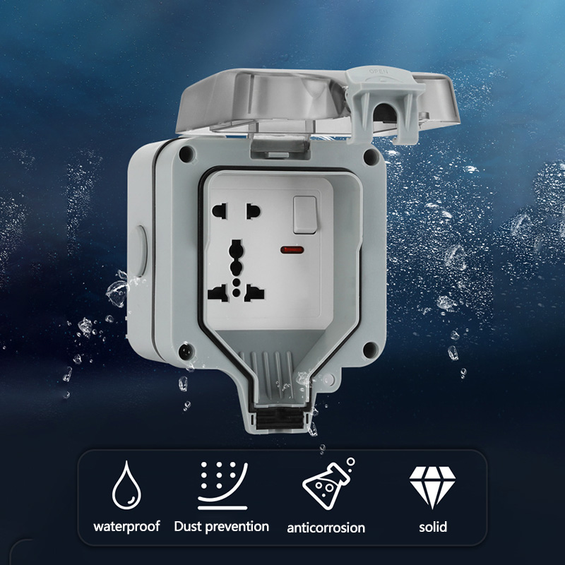 IP66 Waterproof Outdoor Wall Socket Outdoor Socket Waterproof Rainproof ...