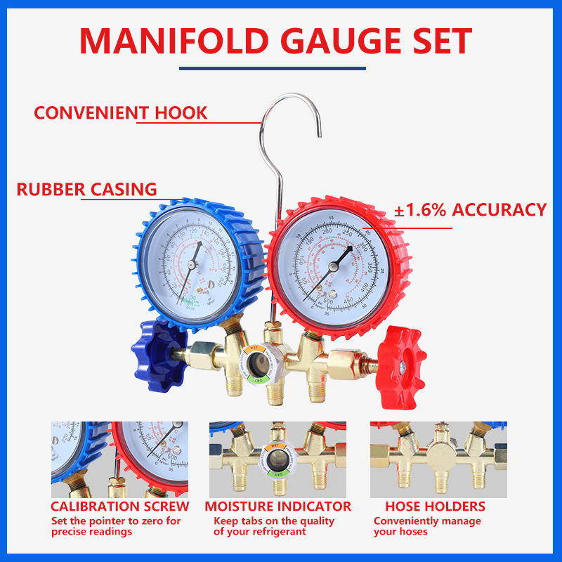 Brass Aircon Manifold Gauge Freon Pressure Gauge AC Manifold Gauge Set ...