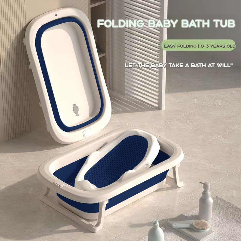 Foldable Baby Bath Tub With Net For Newborn Adjustable Non-Slip Bathtub ...
