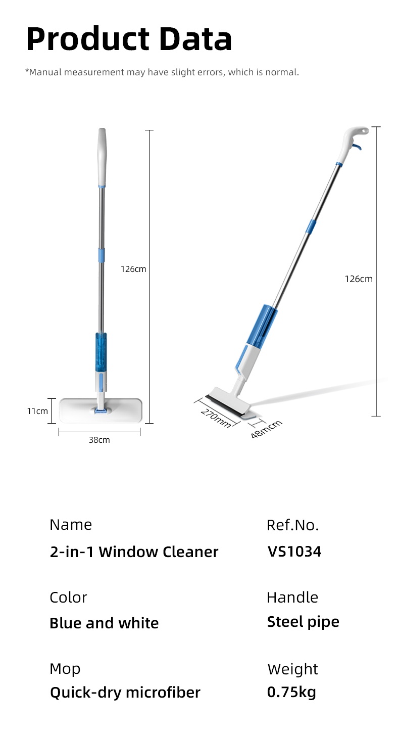 Deli Vusign 2in1 Spray Mop Window Cleaner Multi-Functional Flat Floor Mop 360 Spinner Head ...