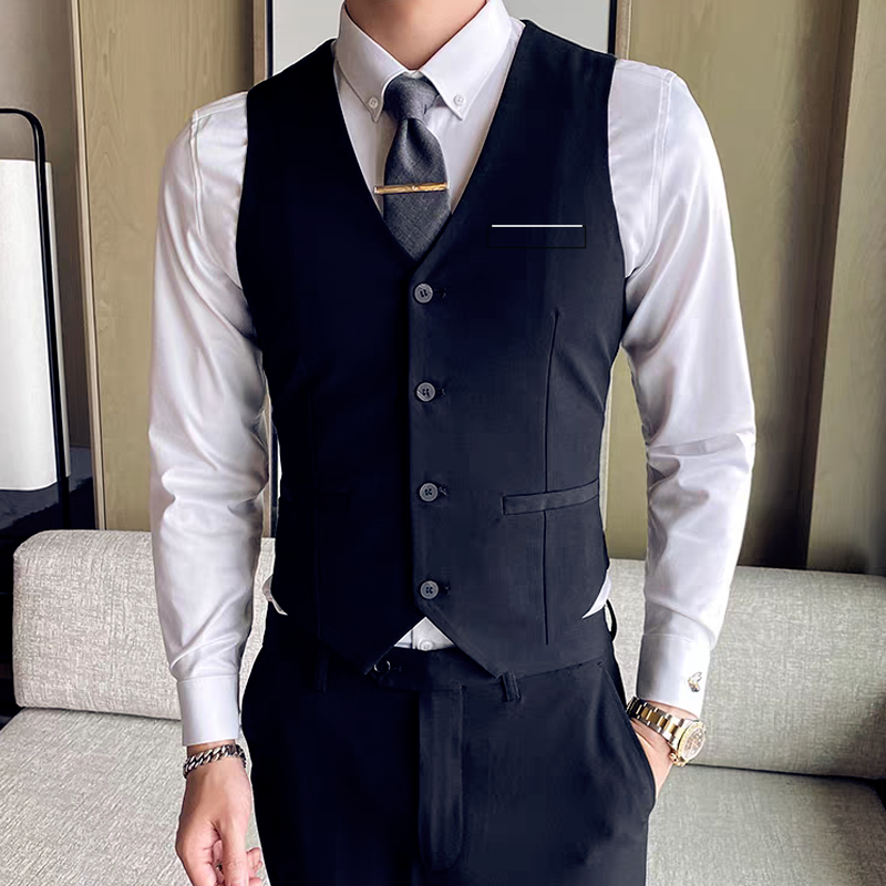 Formal Men Waistcoat Suit Vest for Men Single Breasted Business Semi ...