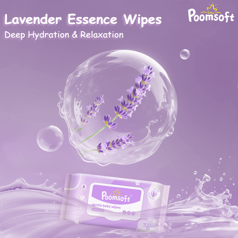 Poomsoft 5 Packs x 100 Sheet Lavender Scented No-Alcohol Gentle Wipes ...