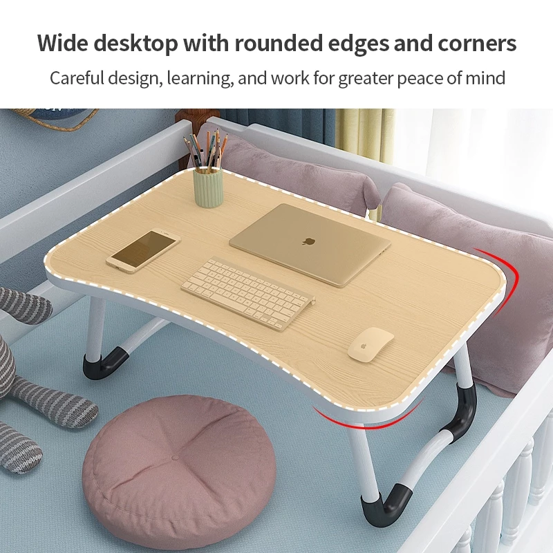 Foldable Study Table for kids and adults Lazy Bed Desk Wooden Table ...