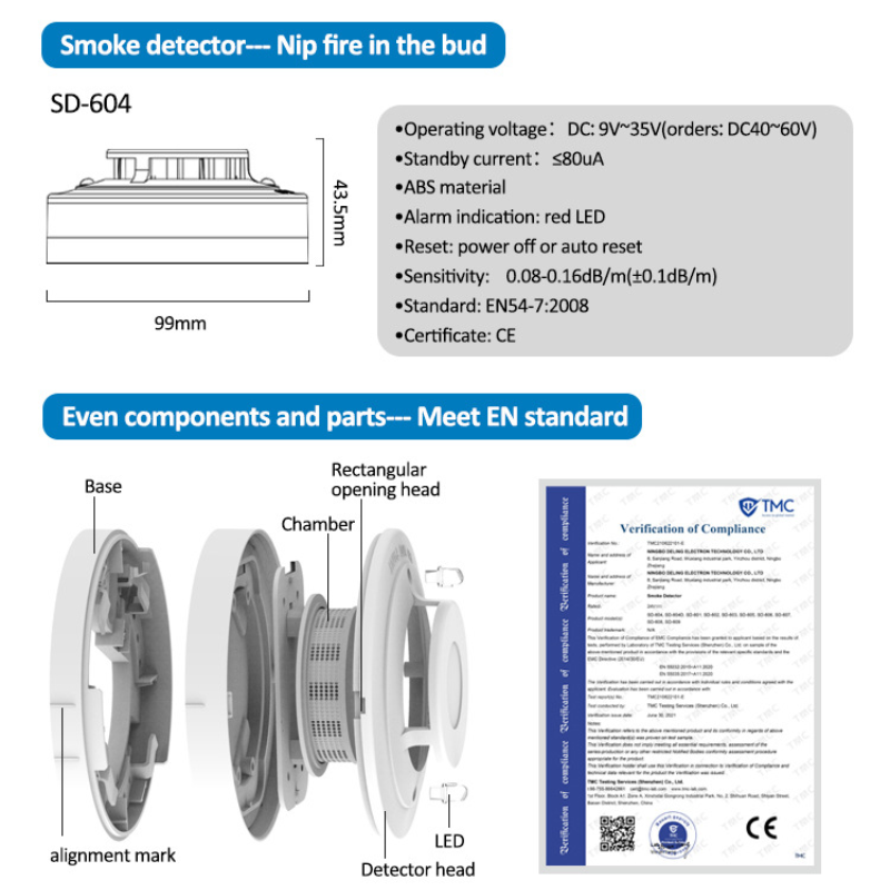 Conventional Fire Alarm Control System Smoke Detector 2 Wire Optical ...