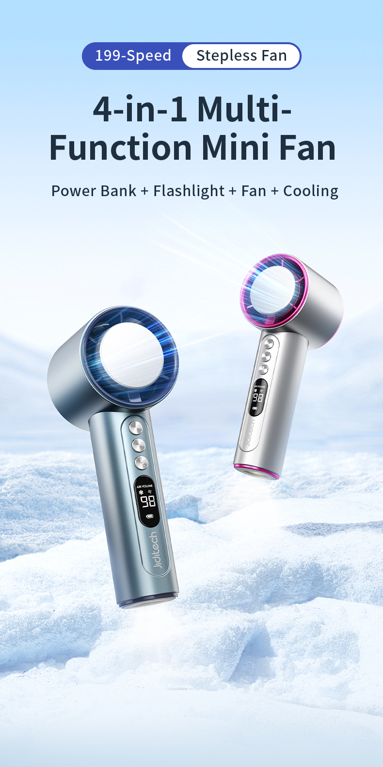 Jiditech New 4 in 1 High Speed Cooling Fan 199 Speed Mini Fan Turbo Fan ...