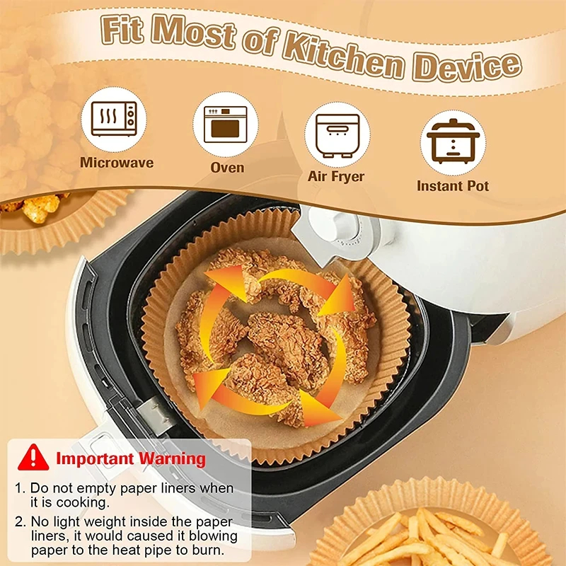 100 PCS Air Fryer Paper Liner Disposable Air Fryer Sheet Oil-proof ...