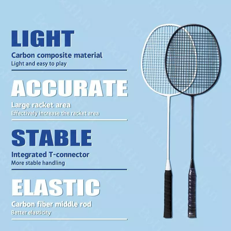 AM Badminton Racket With 3 Balls 4U G5 24lbs Carbon Firber Middle Pole ...