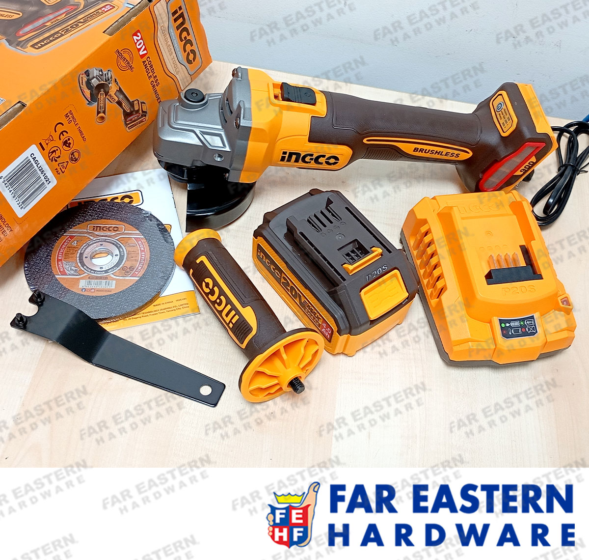 INGCO Cordless Brushless Angle Grinder 4" 20V CAGLI21104 | CAGLI261021 ...