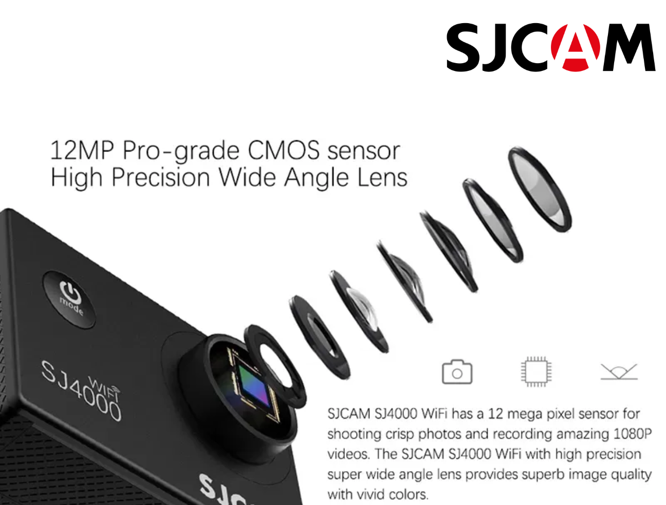 SJCAM SJ4000 Air Black Action Camera Full HD 4K with Optional Bundle Accessories Moto vlogging ...