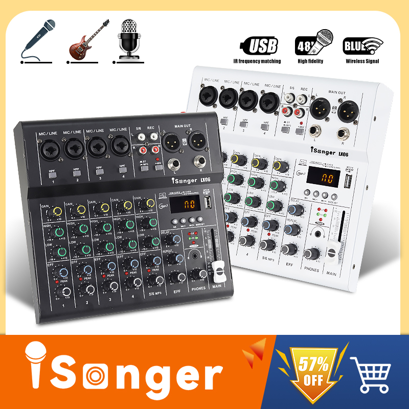 6-Channel Mixing Console Personal Sound Effect Audio Mixer USB PC ...
