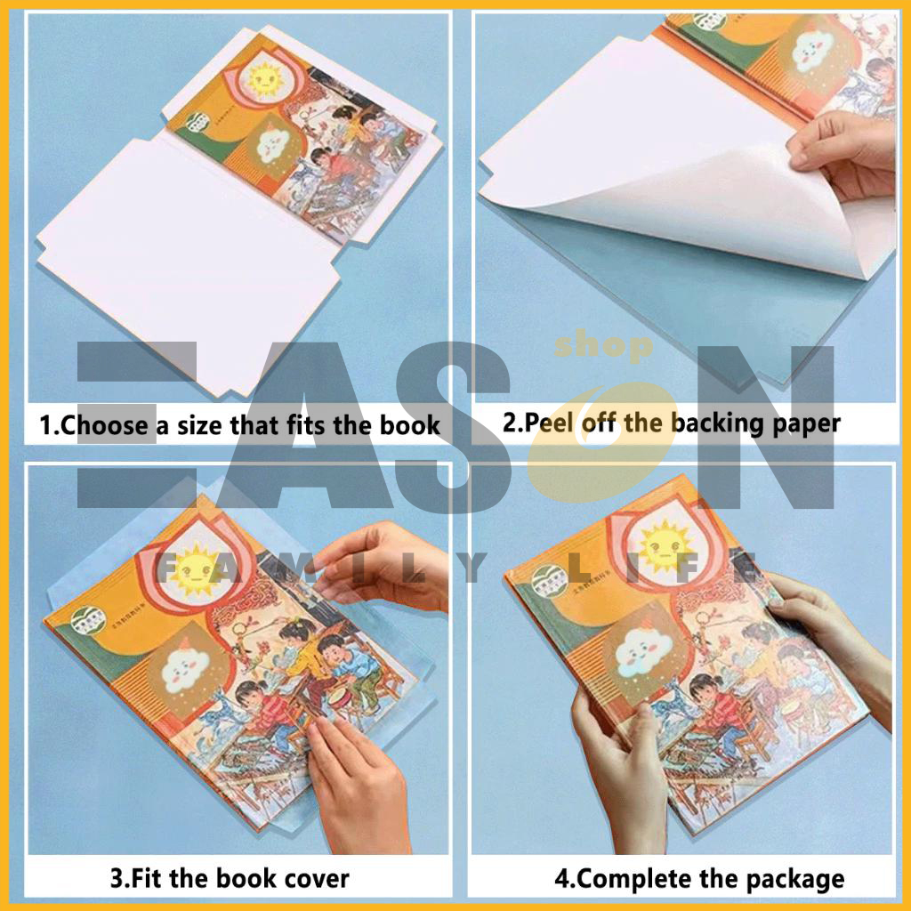 EasonShop COD 10 Sheets Transparent Self-adhesive Book Cover Wrapper ...