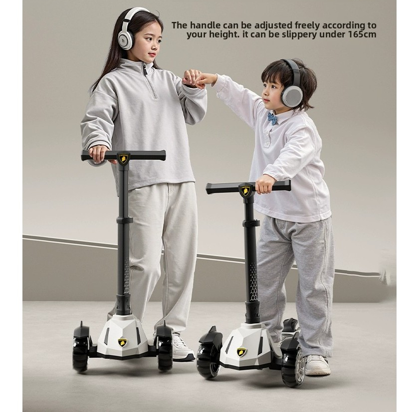 Beige Scooter For Kids One click folding scooter Adjustable Height With ...