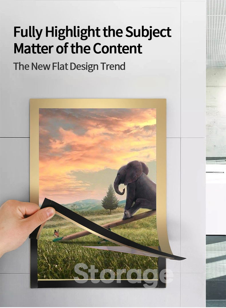 Magnetic Photo Frame Sticker No Drill Easy Install Ref Magnet Display Memories Certificate ...