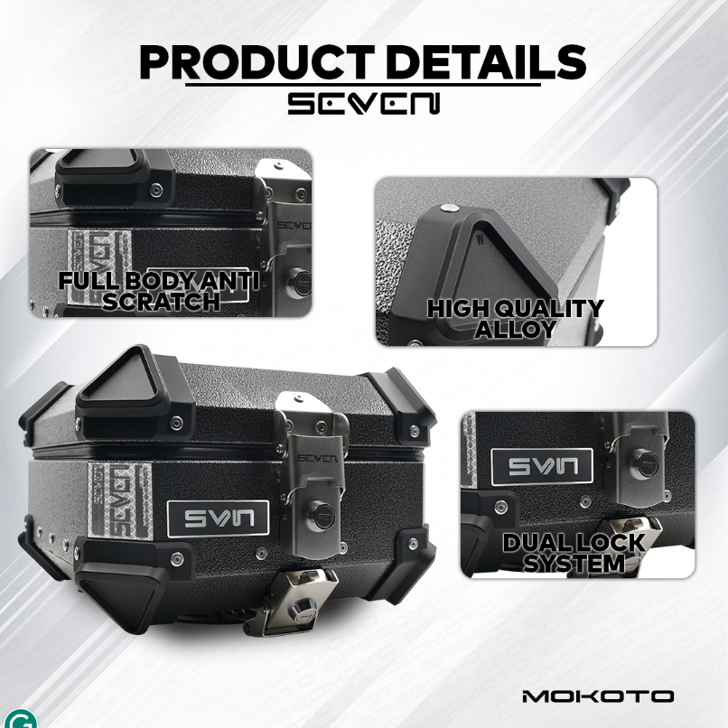 MOKOTO SEVEN SERIES 15L ALLUMINUM ALLOY ANTI SCRATCH TOP BOX SVN-11470 ...