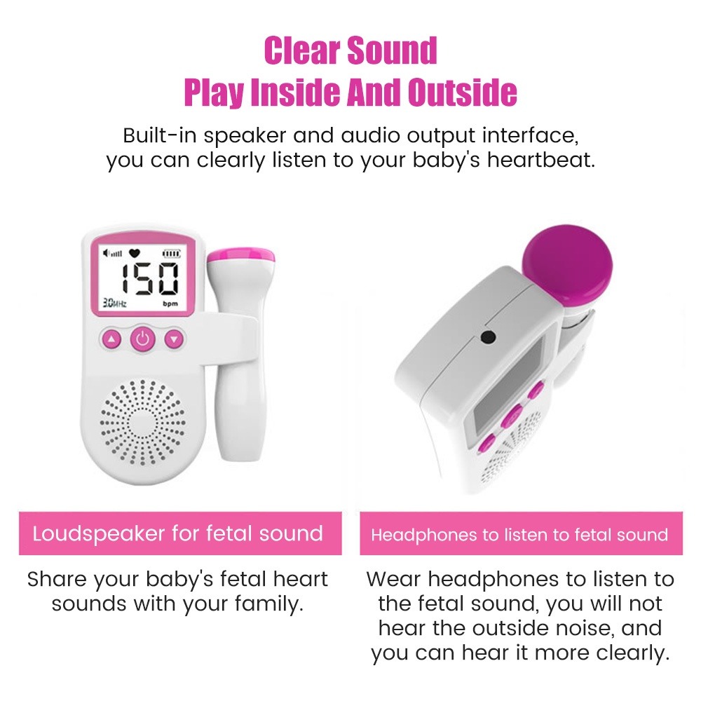 Doppler Ultrasonic Baby Heart Rate Detector Pregnant Portable Baby ...