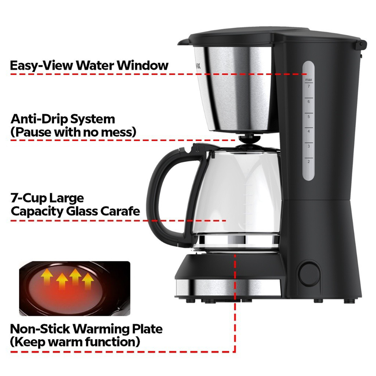 Vermax Coffee Maker 1500ml 15Cups Constant temperature Drip Coffee ...