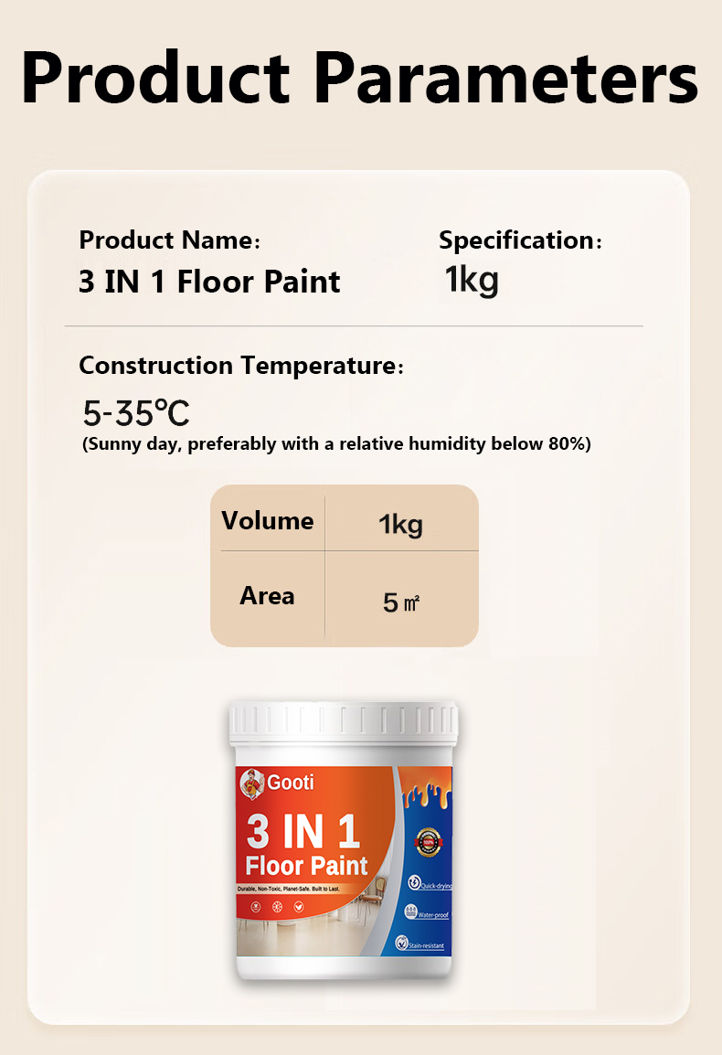 1kg 3 In 1 Wear-Resistant Non-Slip Water-Based Cement Epoxy Floor Paint ...