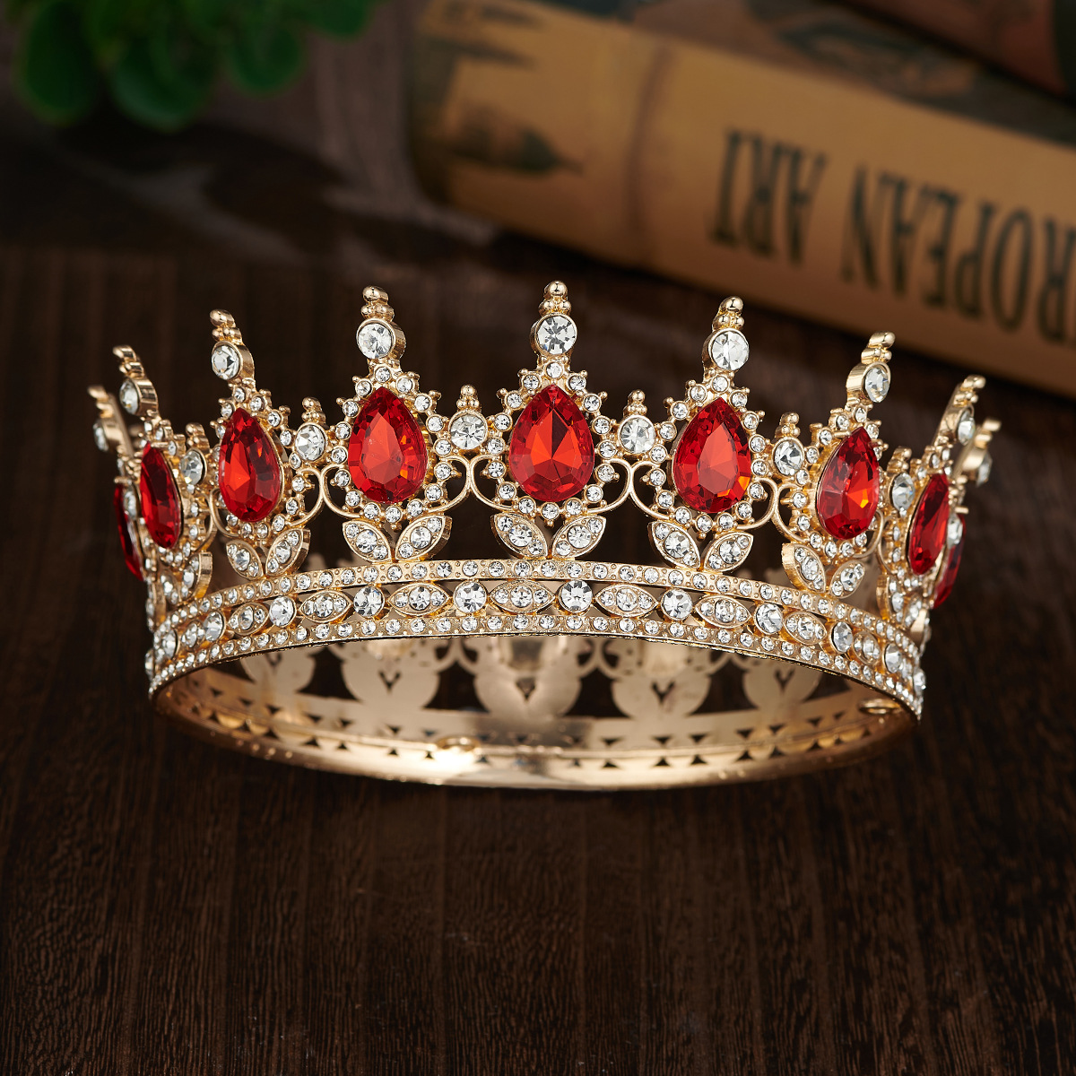 Baroque round crown alloy headpiece bridal wedding accessory birthday ...