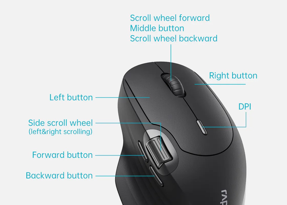 Rapoo MT560 Multi-Mode Wireless Ergonomic Optical Mouse | Shopee ...