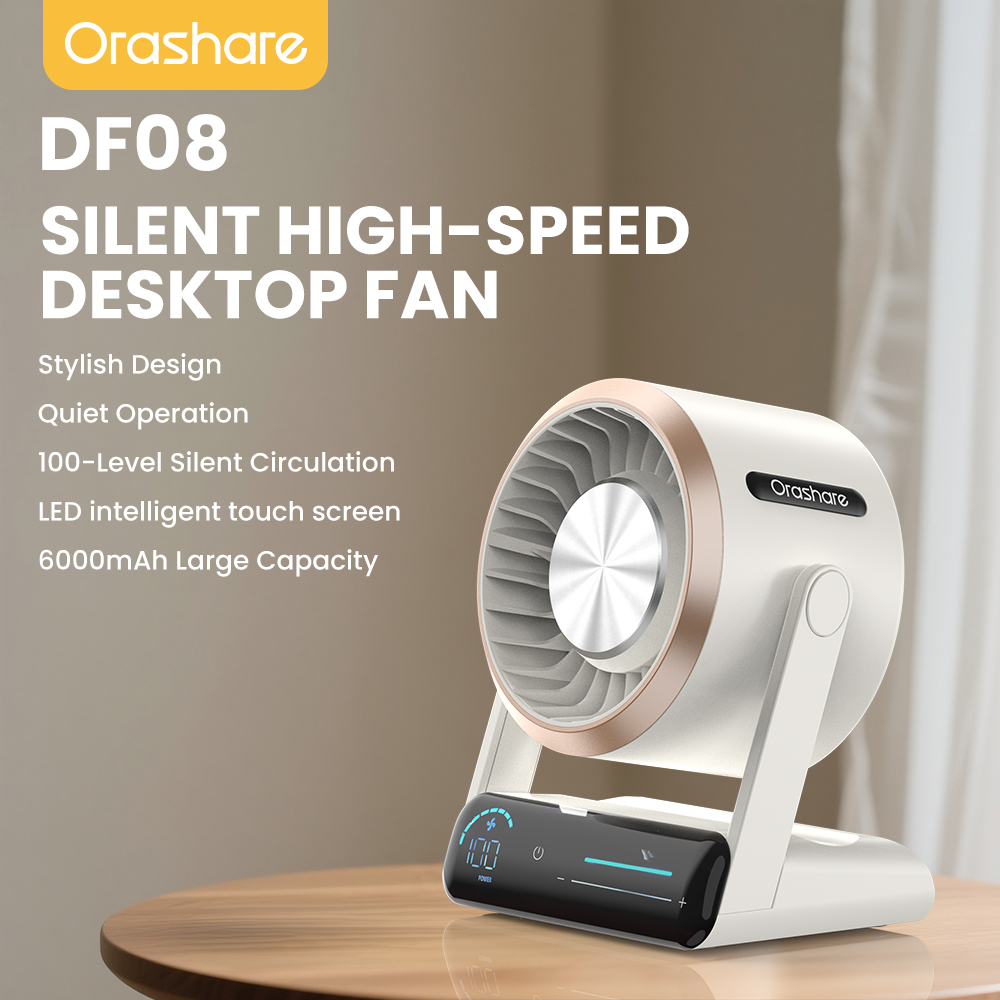 Orashare DF08 High Speed Desktop Fan 100-Speed Wind 6000mAh ...