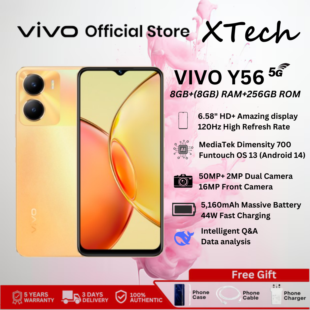 𝐕𝐈𝐕𝐎 Y56 5G Smartphone | 8GB(+8GB)RAM+256GB | Dimensity 6020 | 6.64” FHD+ Display | 50MP Dual ...
