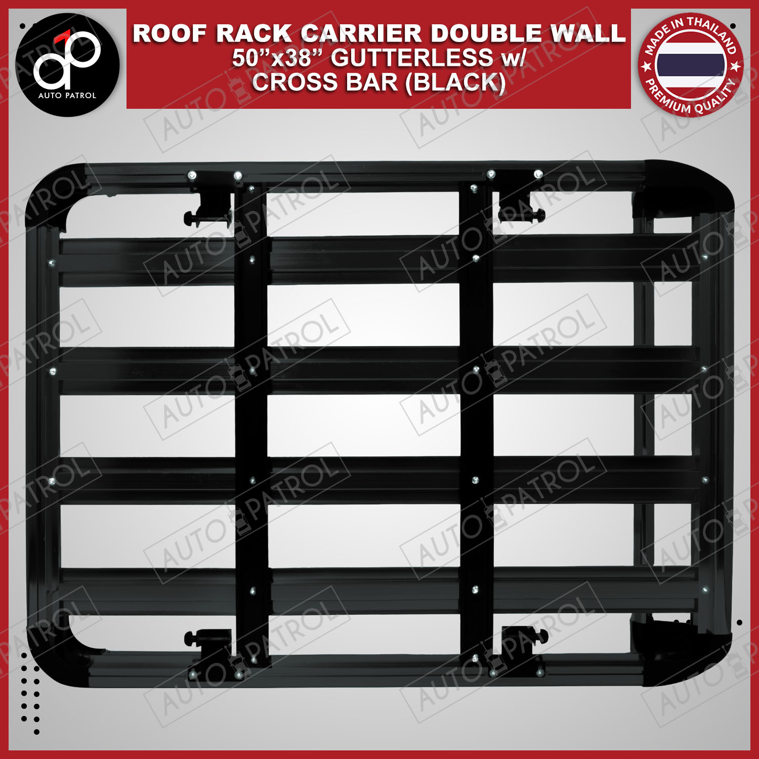 Double Wall Roof rack 50x38 inches Black with Gutterless w/ Cross bar ...