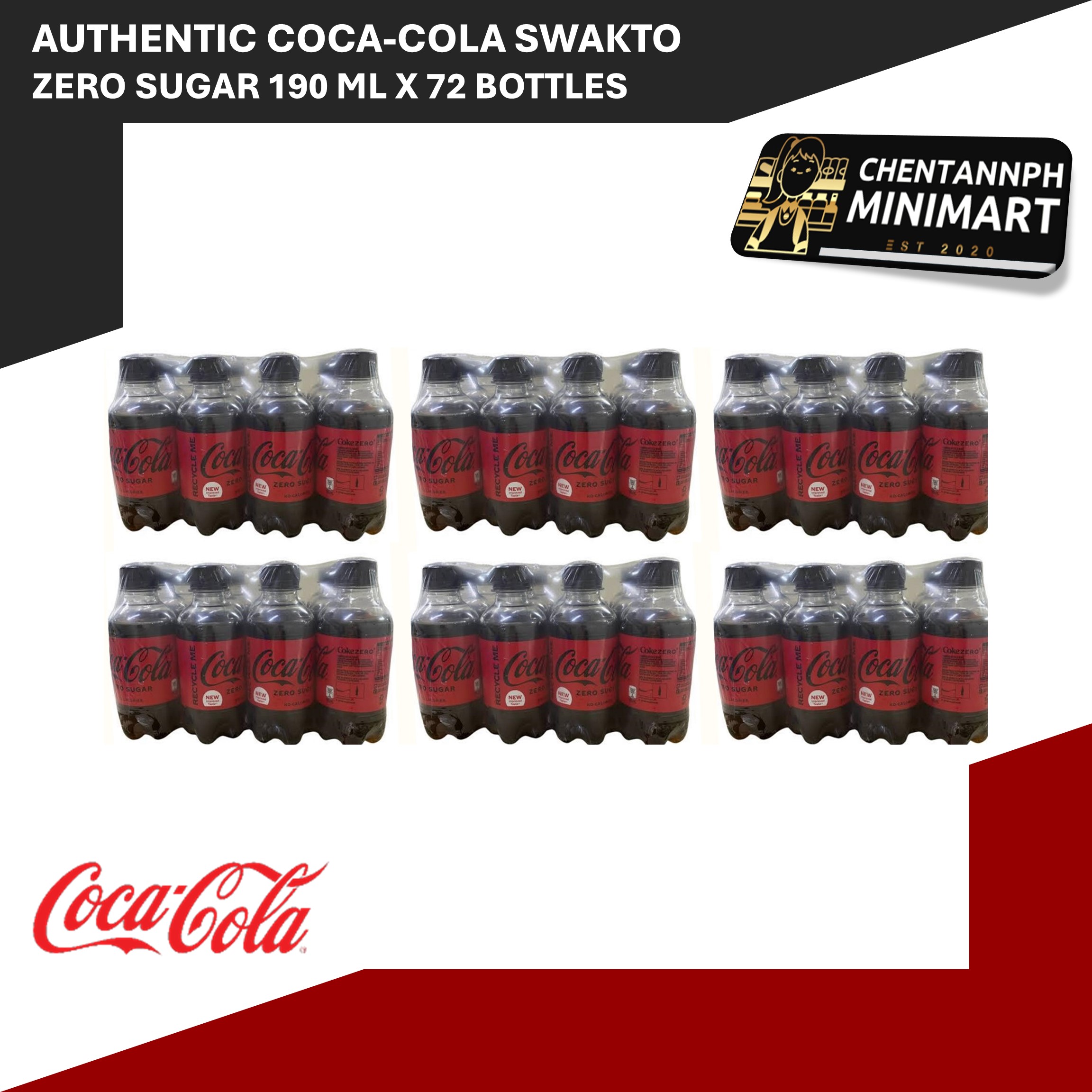 (6 CASES) COCA-COLA Swakto ZERO NO Sugar Softdrinks Beverages Soda 190 ...