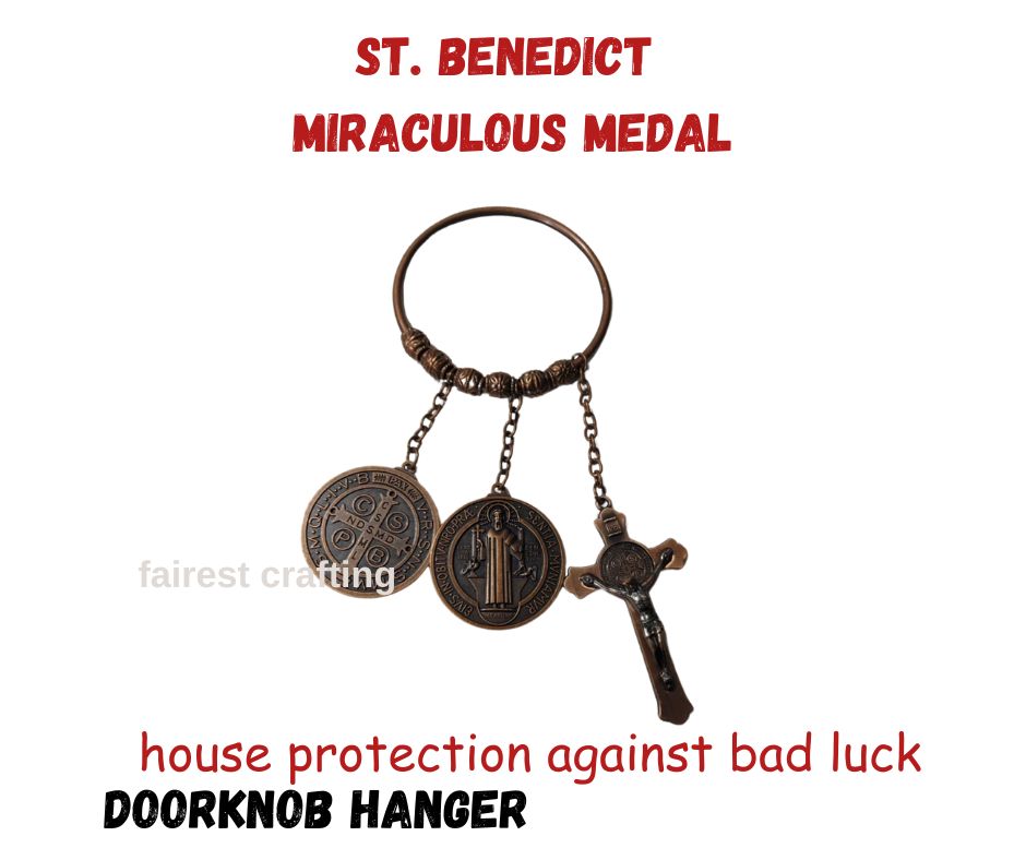 St. Benedict Miraculous Medal Door knob Hanger house protection against ...