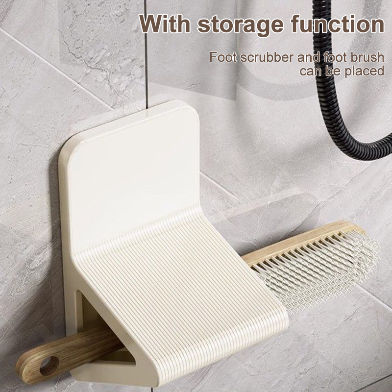 No Drill Shower Foot Rest Wall Mounted Bathroom Shaving Foot Stool for ...