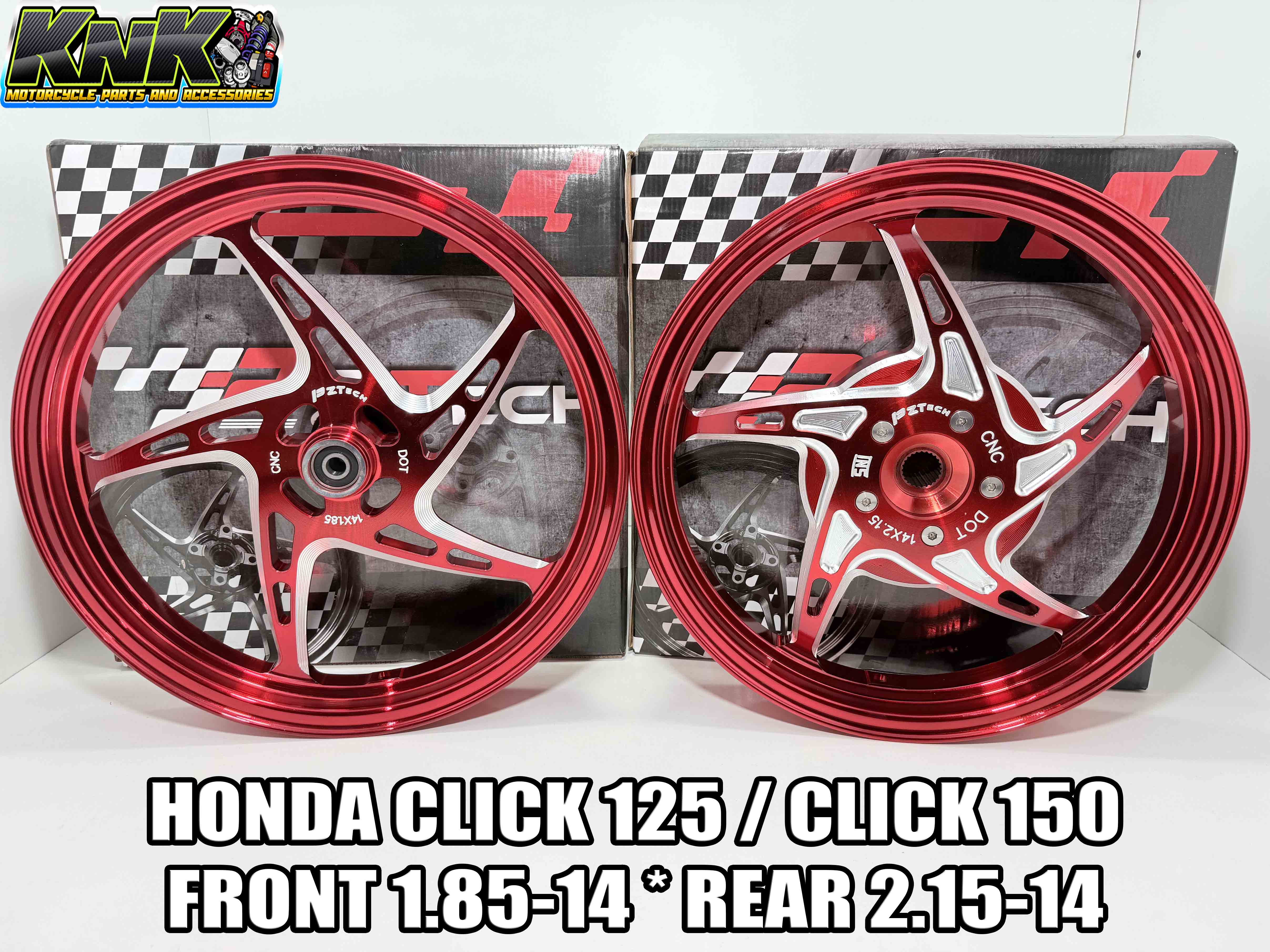 PZ TECH CNC MAGS WHIRLPOOL 14s 5 SPOKES FOR HONDA CLICK 125 CLICK 150 ...