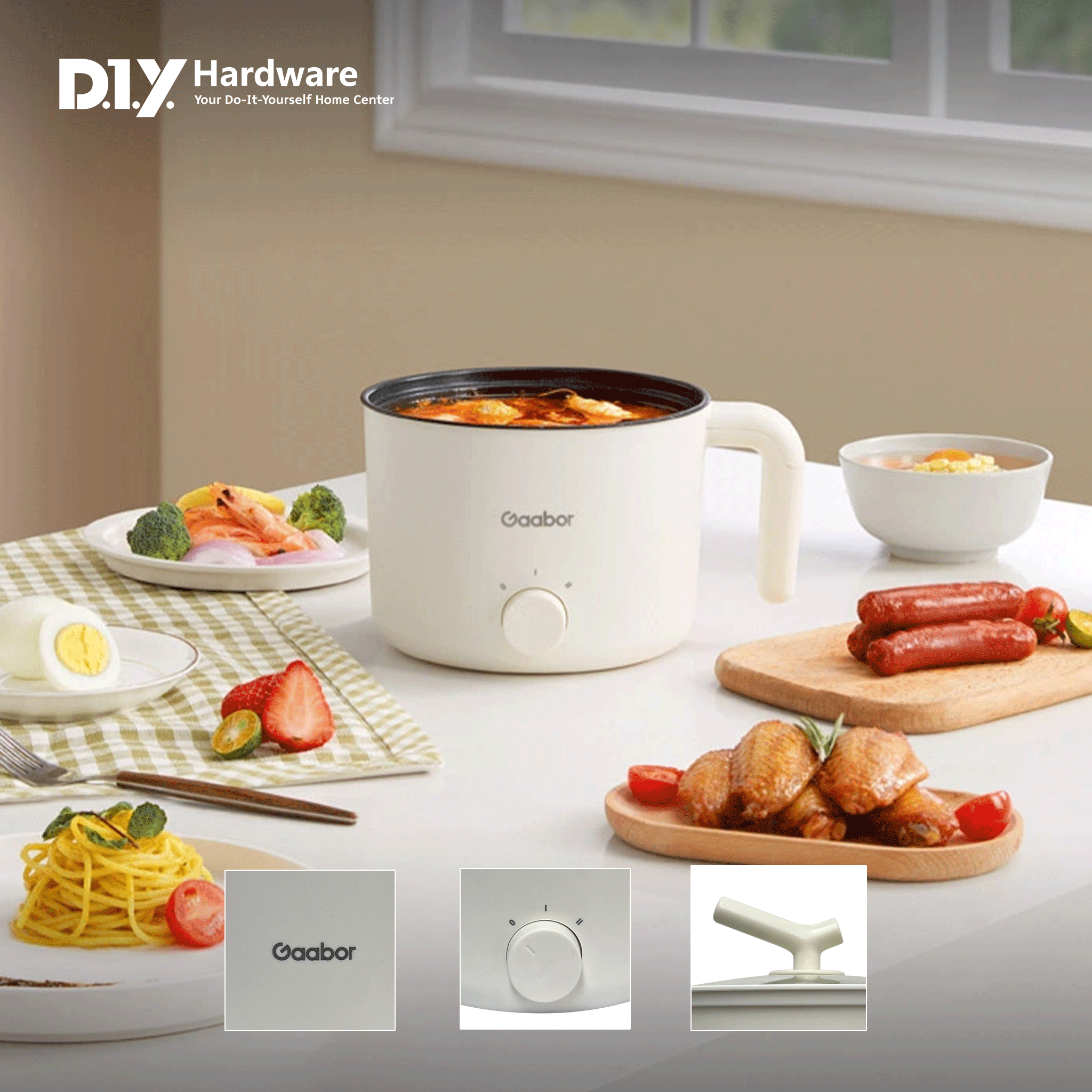GAABOR Electric Pot 1.5L Mini Rice Cooker | Steaming & Cooking | Non ...