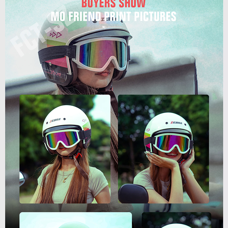 Zebra 603 Vintage Half Face Helmet Motorcycles Single Visor For Couple ...