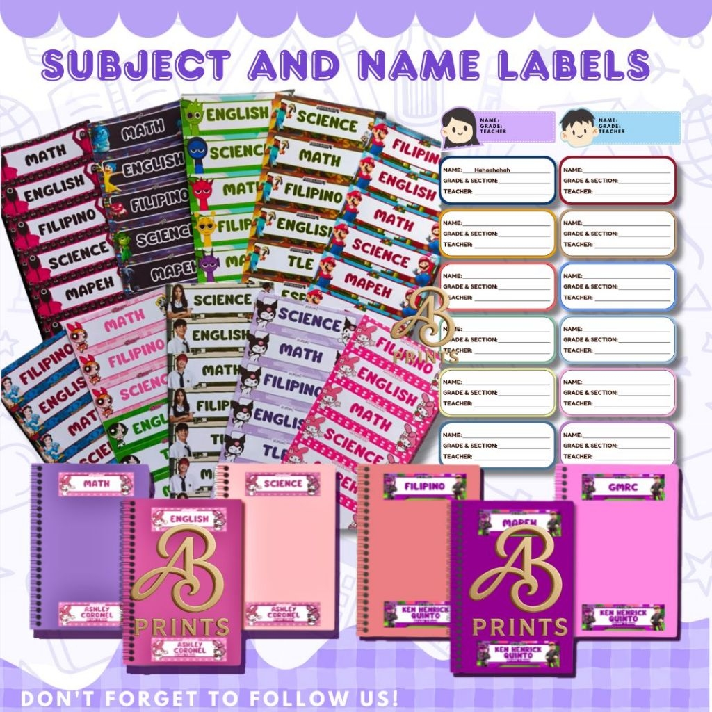 Customized Name Labels Subject Labels Stickers | Shopee Philippines