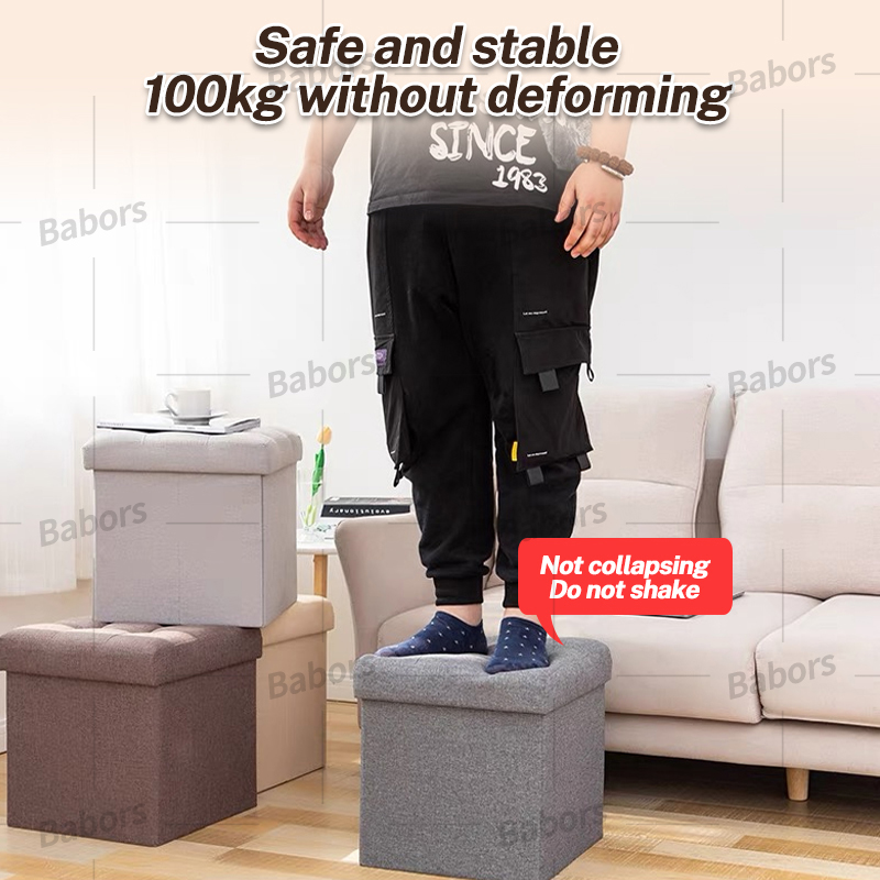 Storage Box Stool Ottoman Foldable Storage Chair Footstool Seat ...