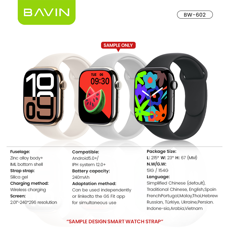 BAVIN BW602 Smart Watch 2" HD Display w/ GPT AI & GPS Map Health Tracking & 15-Language ...