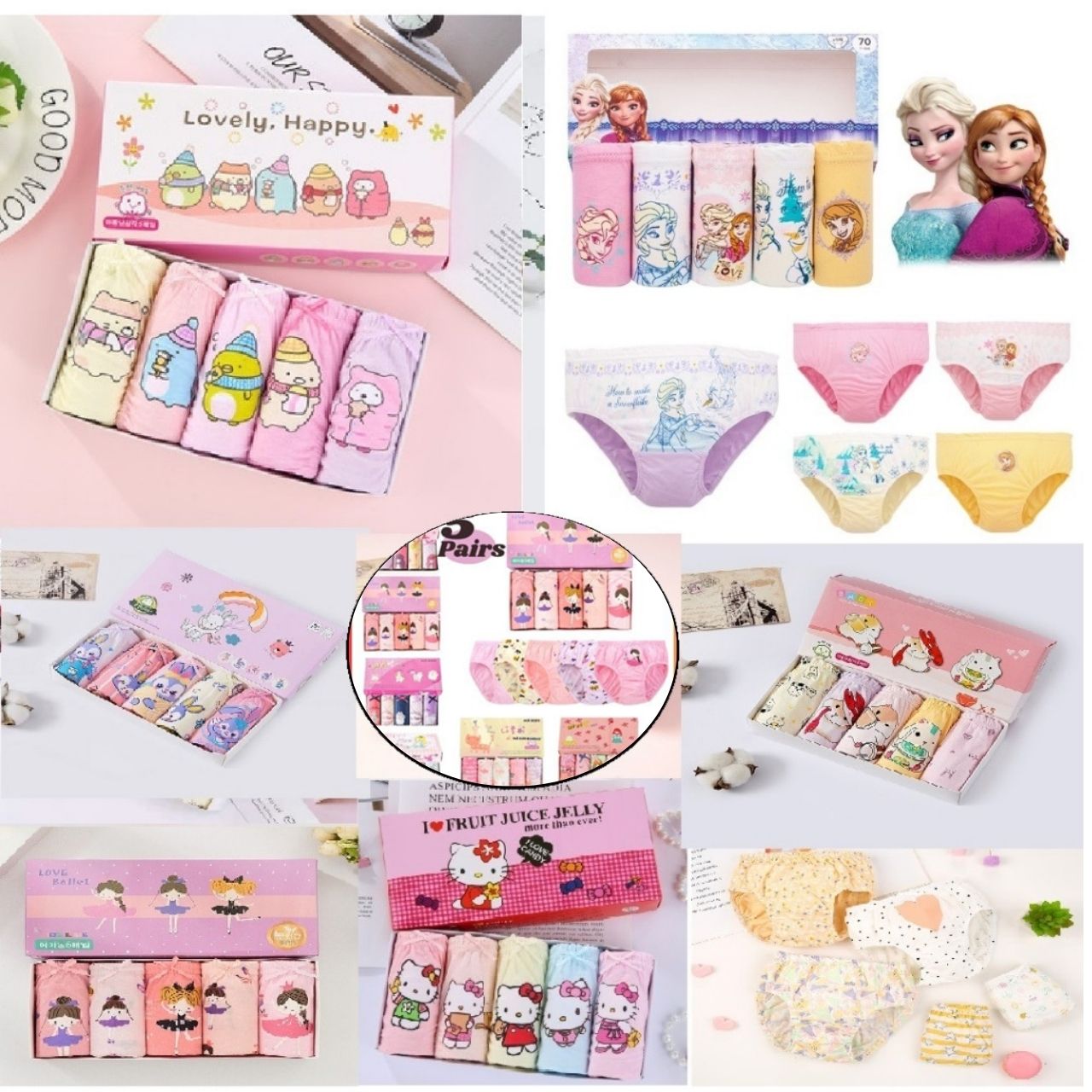 MSKE 2-13Y Girls' Cotton Underwear 5-Pack (Assorted Designs) | Shopee Philippines