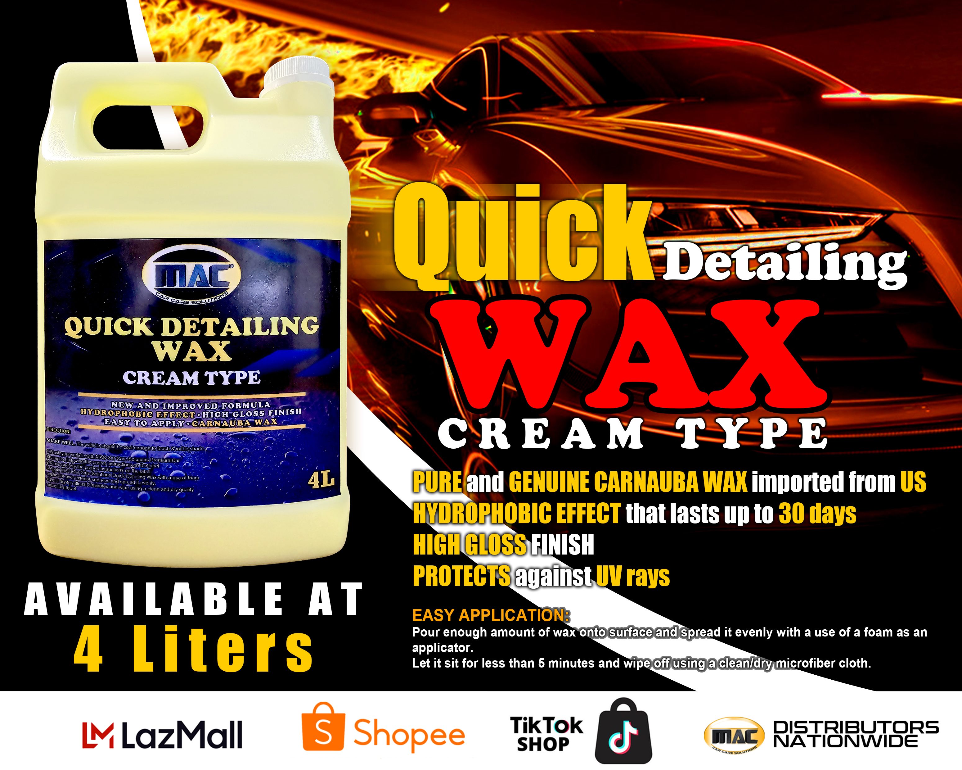 MAC Quick Detailing Wax Cream Type with Hydrophobic Effect & with ...
