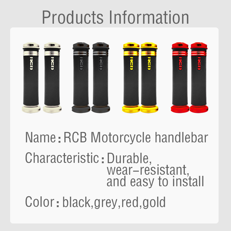 RCB Motorcycle Handle Grip Rubber With Alloy Bar End Universal 2PCS ...