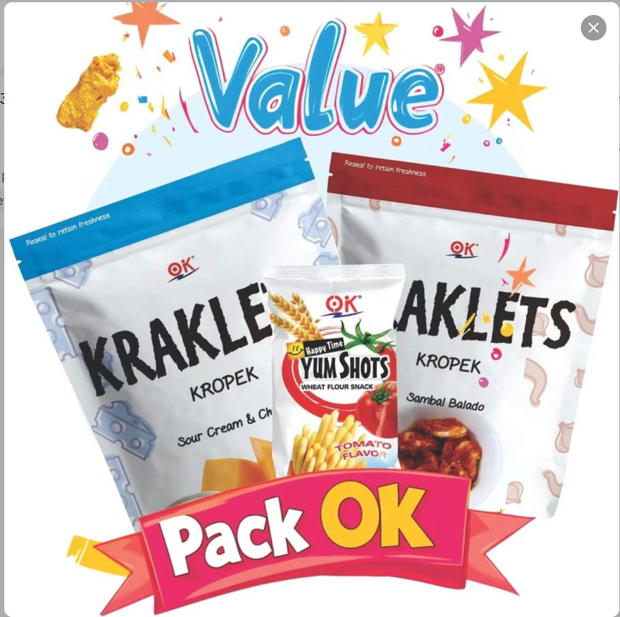 [OK Snacks][3 in 1 set]Kraklets Kropek 320g+Yum Shots Tomato 60g Crispy ...