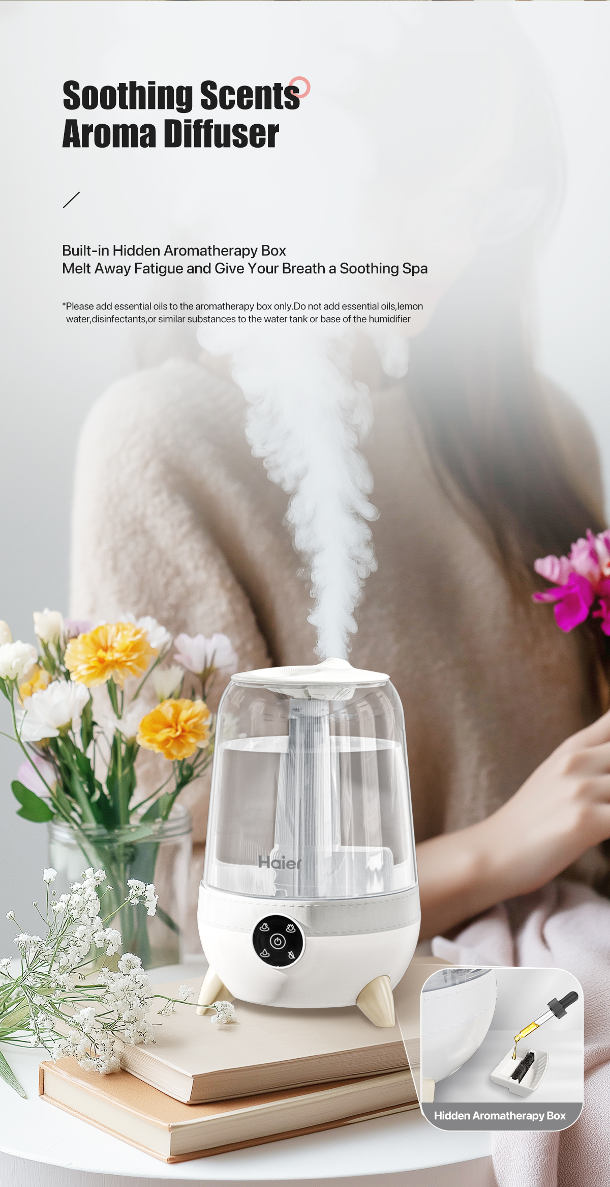 Haier US101 Ultrasonic Air Humidifier Aromatherapy Diffuser Smart ...