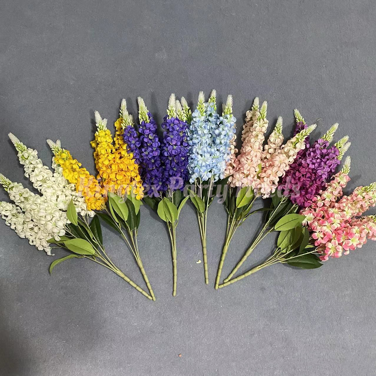 5 stem French style artificial flowers hyacinth snapdragon delphinium ...