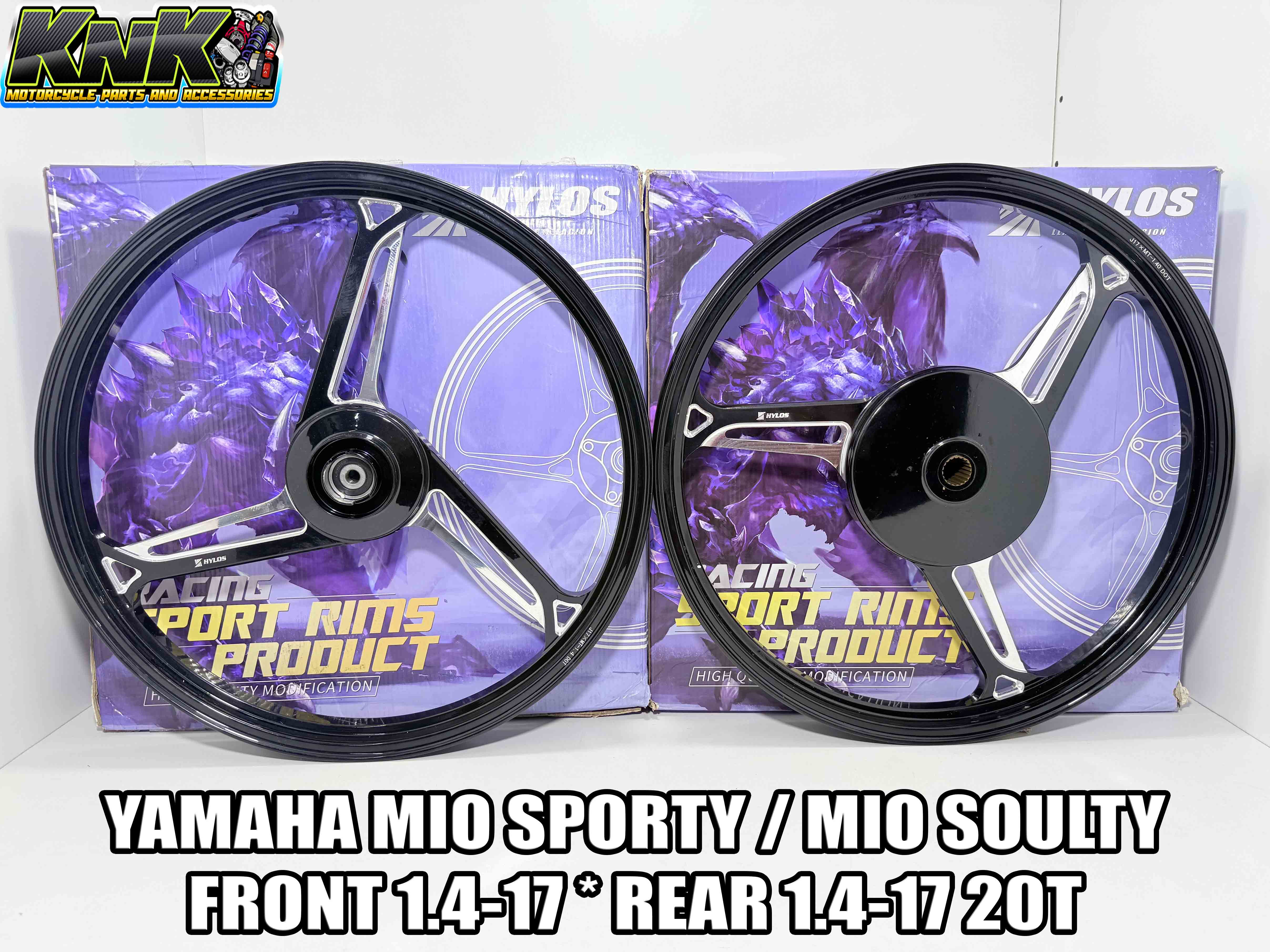 HYLOS CNC MAGS 17s 3 SPOKES 18T 20T FOR YAMAHA MIO SPORTY / MIO SOULTY ...