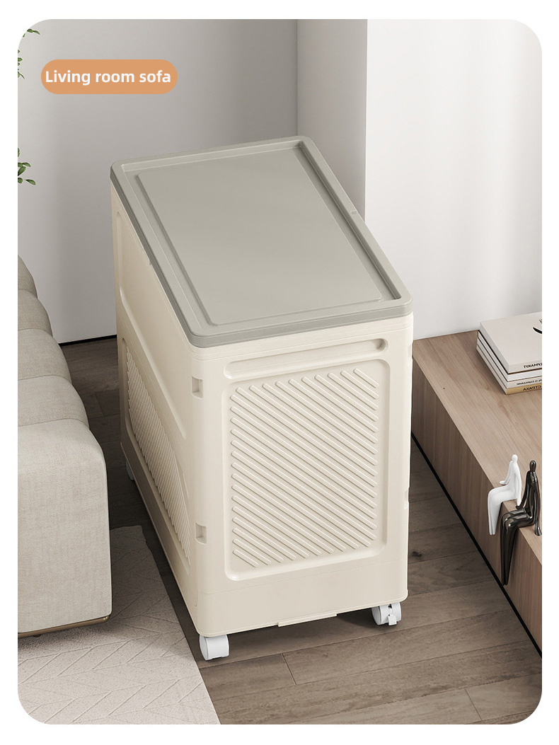 Boxi 140L Large Capacity Foldable Storage Box with Wheels - Plastic ...