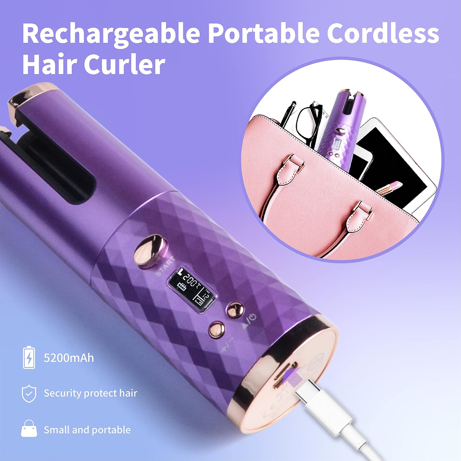 On Hand Hair Roller Curler Curling Iron Fast Heating Portable Hair Iron ...
