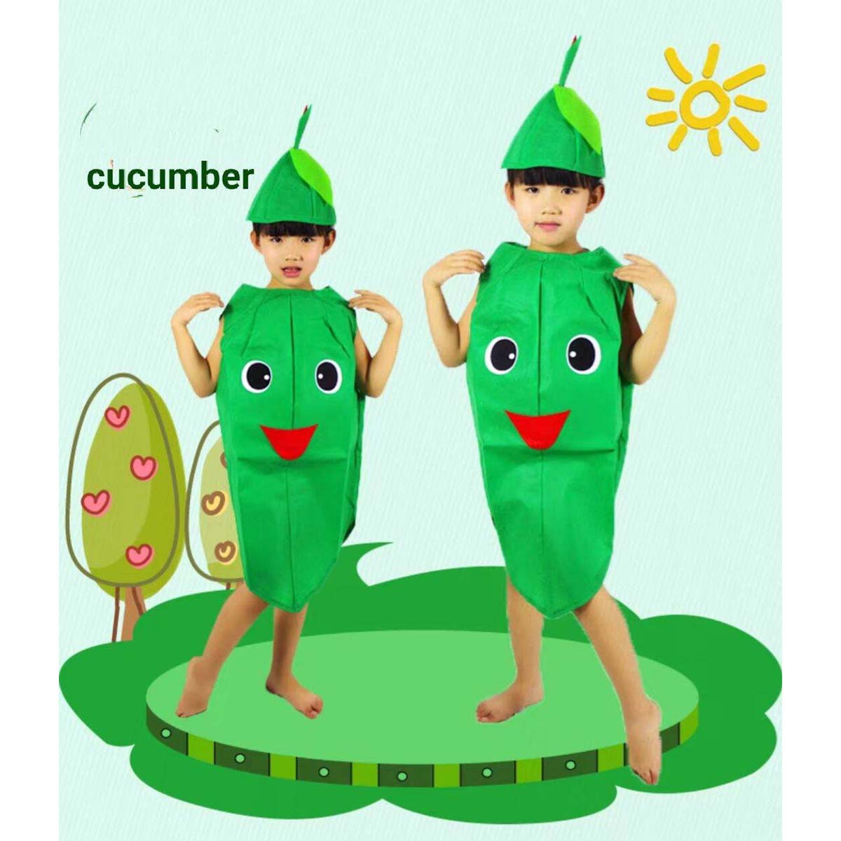 Nutrition Month Cucumber /Pipino Kids Costume Non-woven Fabric Fruit ...