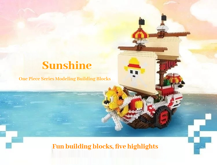 One Piece Building Blocks Sun Pirate Ship Model Decoration Children ...