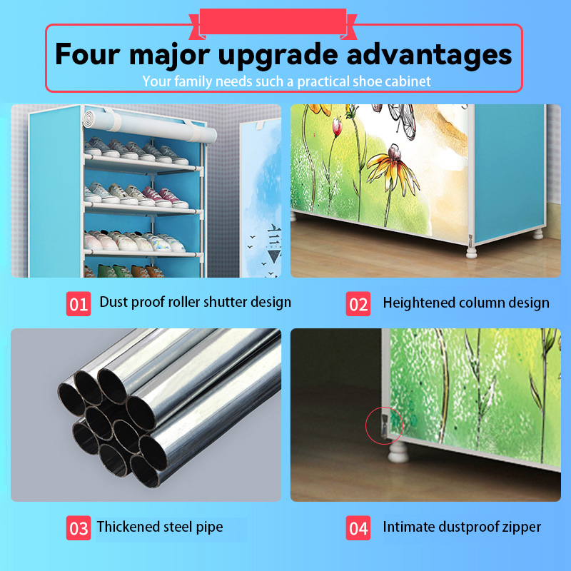 9 Layer Shoe Rack Non Woven Stainless Steel Home Use Space Saving Easy ...