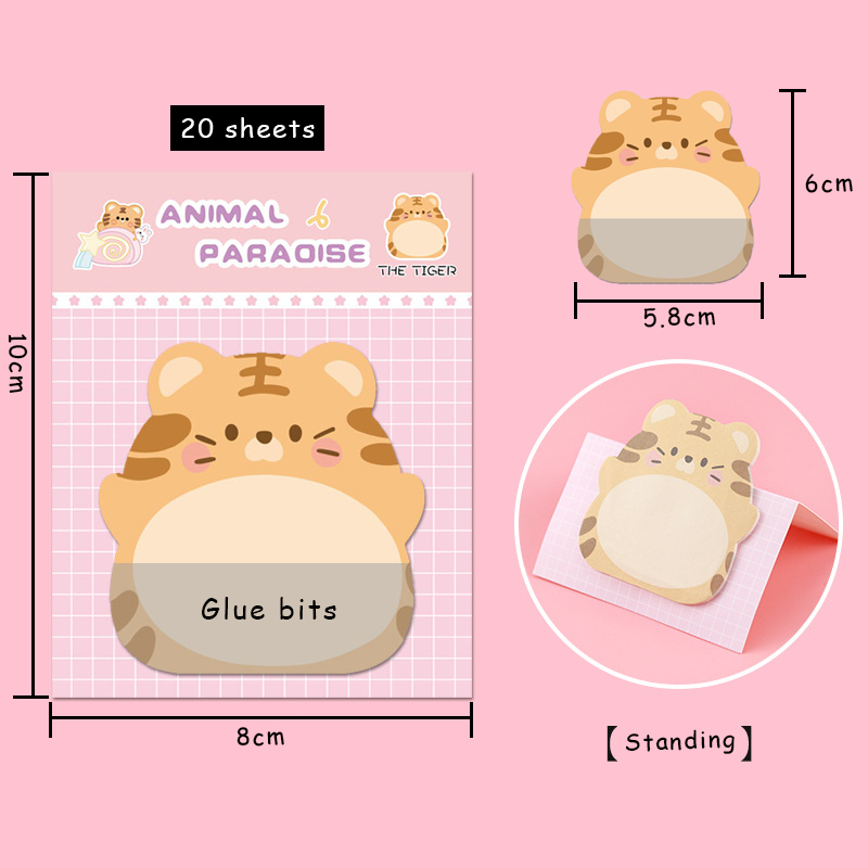 20 Sheets Cute Animals Standing Memo Sticky Notes Time Record notes ...