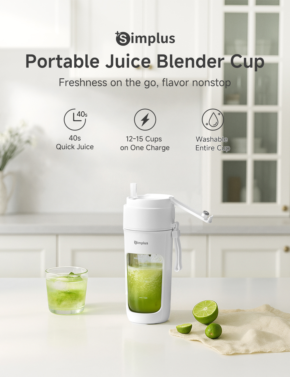 INSSA x Simplus Portable Juicer Blender Fruit Juice Mixer USB Electric ...